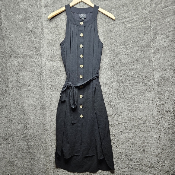 ECI | Dresses | Eci New York Shirt Dress Button Up Belted Sleeveless ...